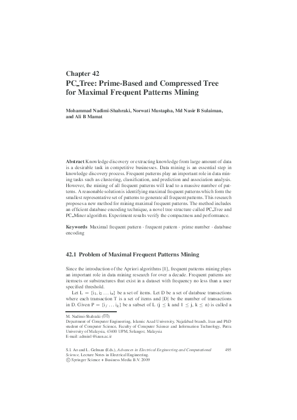 (PDF) PC_Tree: Prime-based and compressed tree for maximal frequent patterns mining, Advances in ...