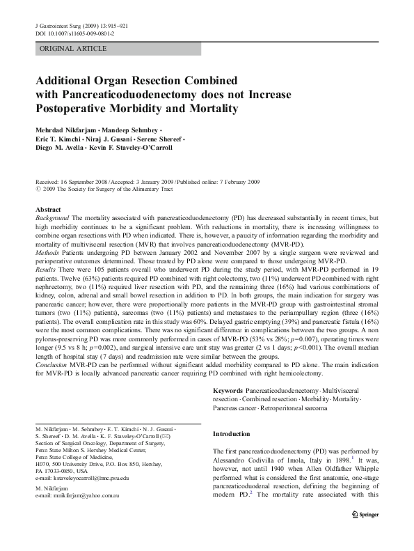 (PDF) Additional Organ Resection Combined with Pancreaticoduodenectomy ...