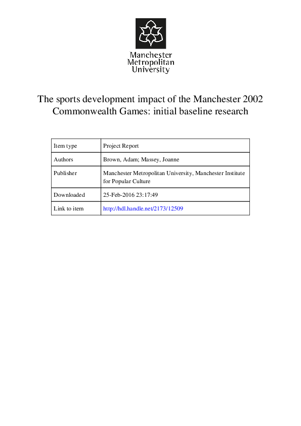 (PDF) Literature review: the impact of major sporting events