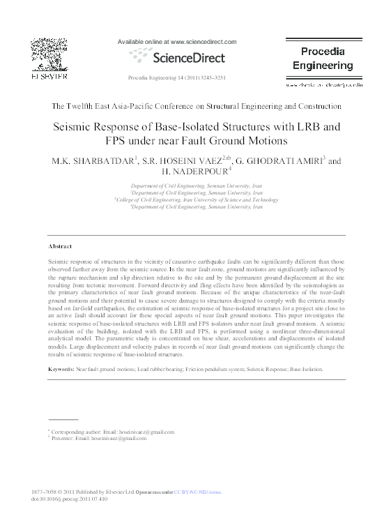 Pdf Seismic Response Of Base Isolated Structures With Lrb And Fps