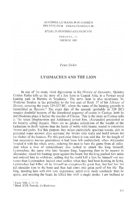 Peter Delev. Lysimachus and the Lion.