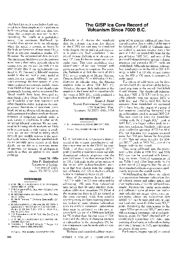 (PDF) The GISP Ice Core Record of Volcanism Since 7000 B.C