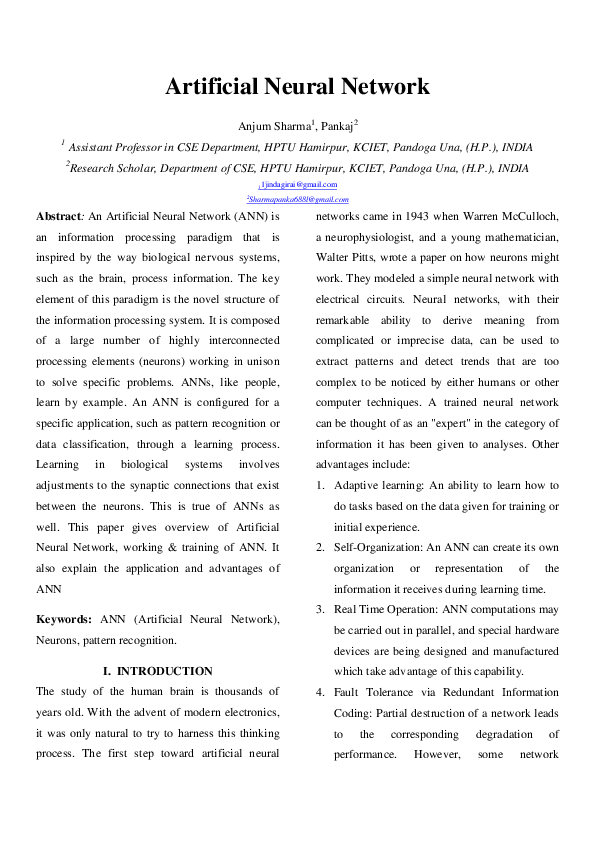 (PDF) Artificial Neural Network