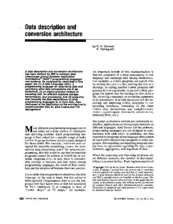(PDF) Data description and conversion architecture