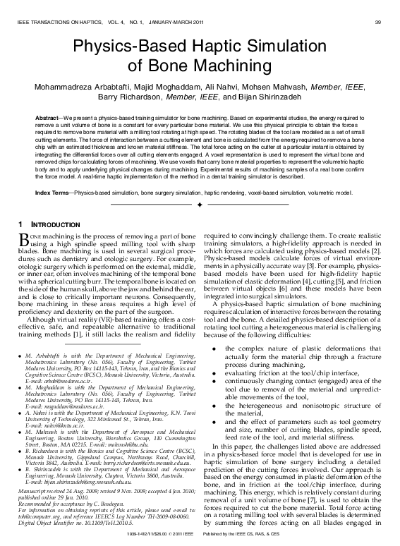 (PDF) Physics-Based Haptic Simulation of Bone Machining