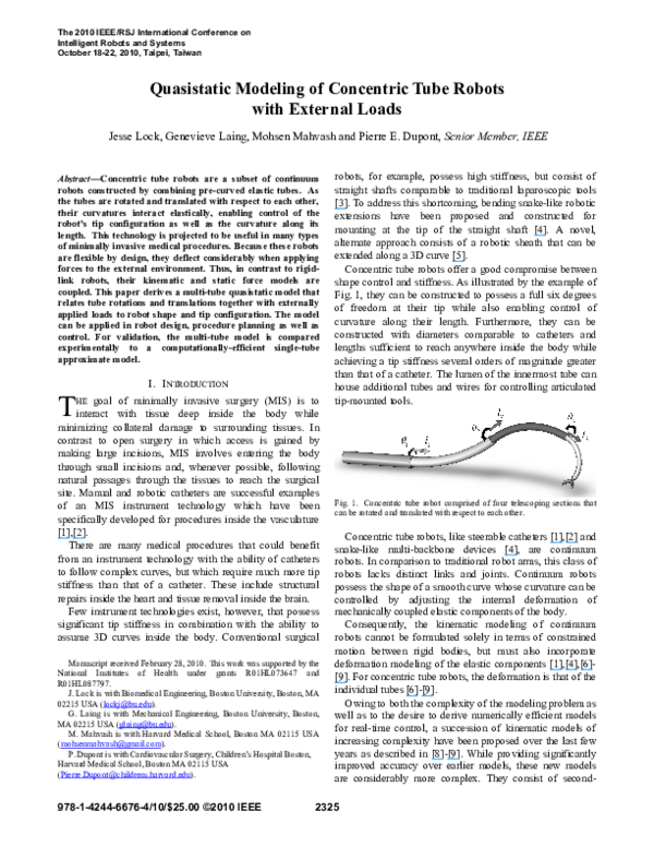 (PDF) Quasistatic Modeling of Concentric Tube Robots with External Loads