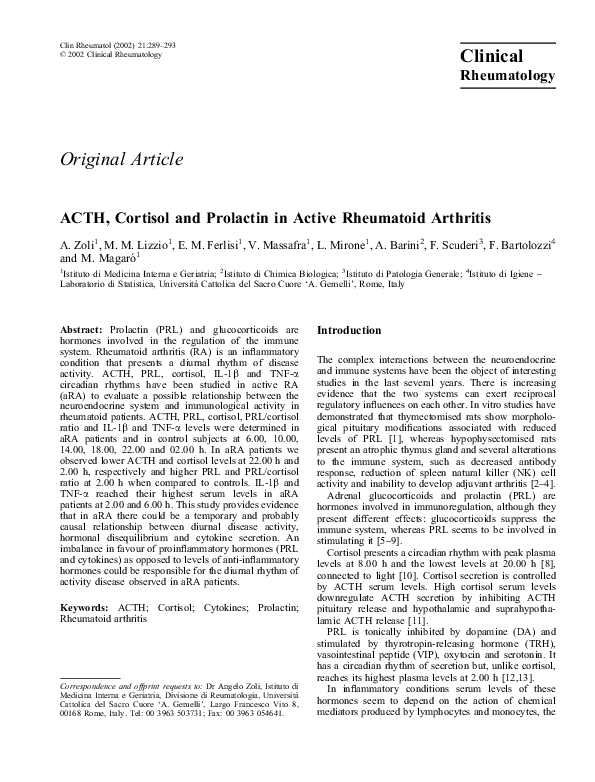 (PDF) ACTH, Cortisol and Prolactin in Active Rheumatoid Arthritis
