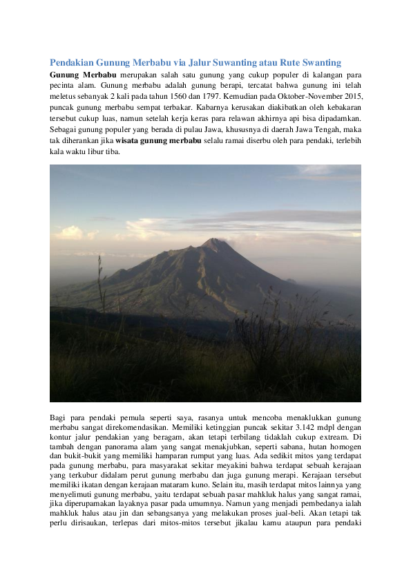 (PDF) Pendakian Gunung Merbabu via Jalur Suwanting atau Rute Swanting