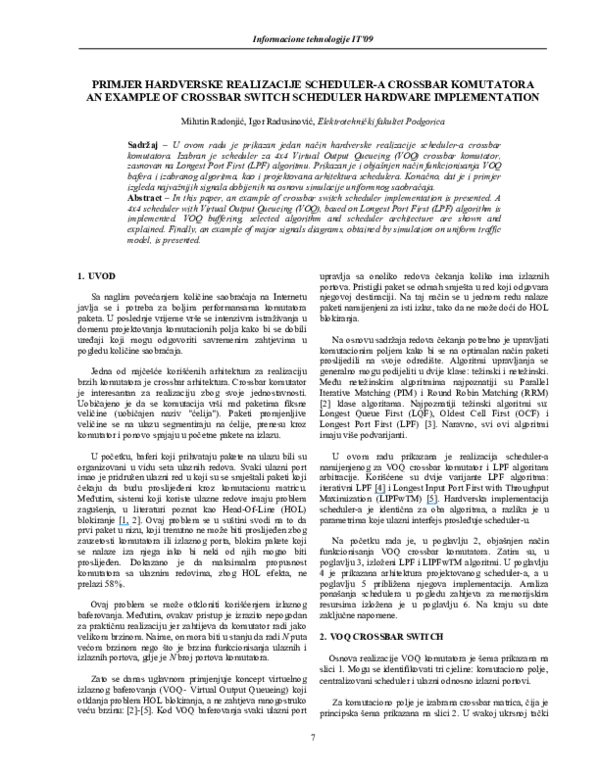 Pdf An Example Of Crossbar Switch Scheduler Hardware Implementation