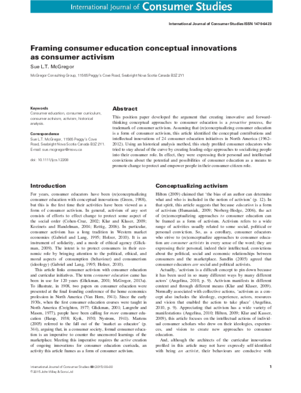 (PDF) Framing consumer education conceptual innovations as consumer ...