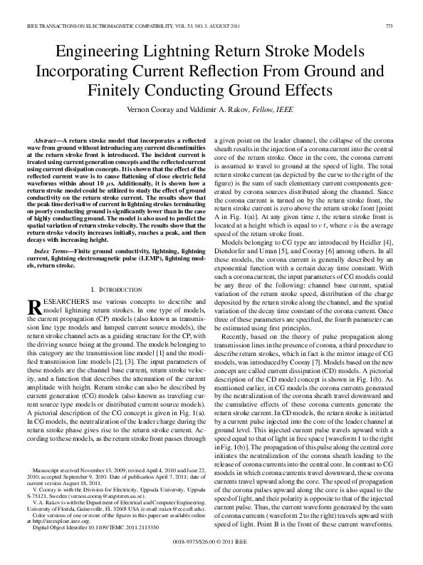 Pdf Engineering Lightning Return Stroke Models Incorporating Current Reflection From Ground