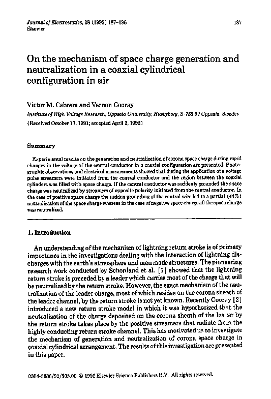 (PDF) On the mechanism of space charge generation and neutralization in ...