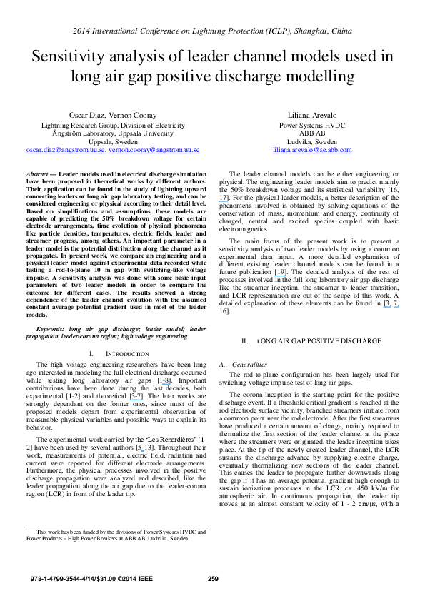 (PDF) Sensitivity analysis of leader channel models used in long air ...