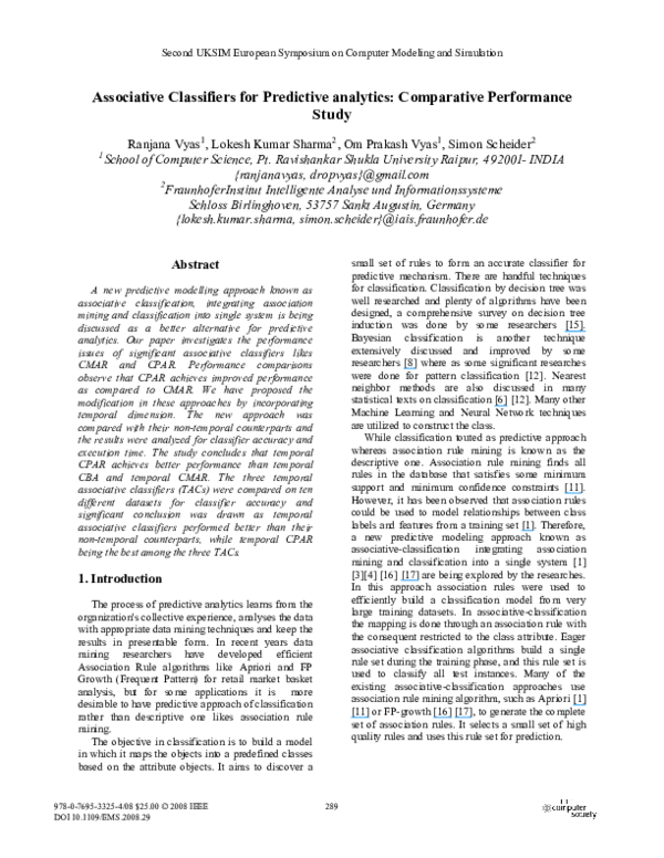 (PDF) Associative Classifiers for Predictive Analytics: Comparative ...
