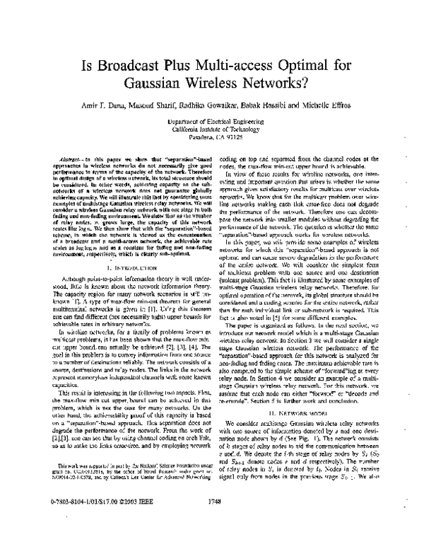 (PDF) Is broadcast plus multi-access optimal for Gaussian wireless ...