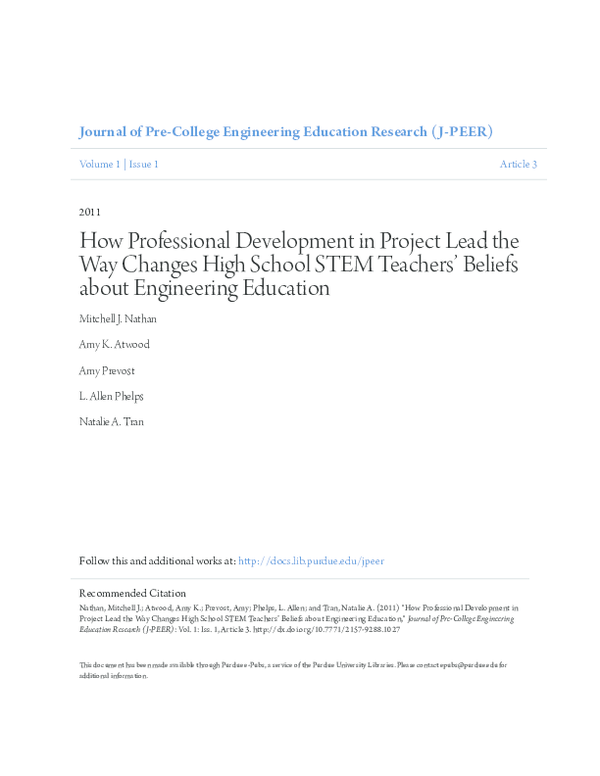 (PDF) How Professional Development in Project Lead the Way Changes High ...