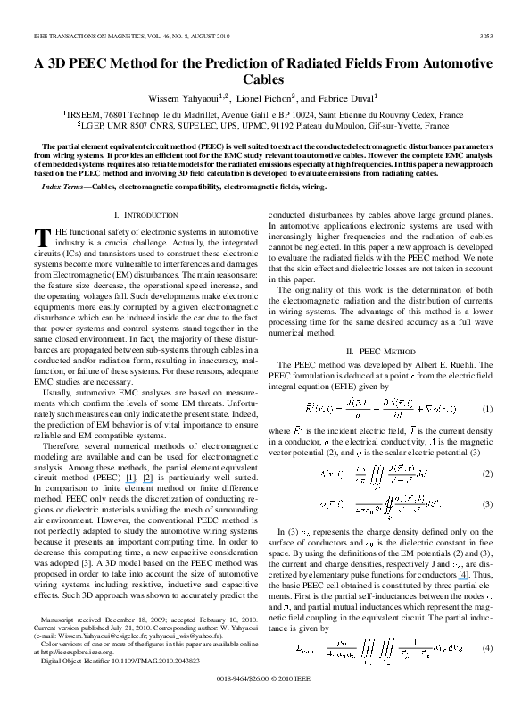 (PDF) A 3D PEEC Method for the Prediction of Radiated Fields From ...