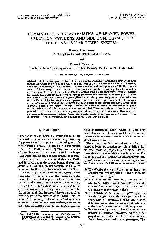 (PDF) Summary of characteristics of beamed power radiation patterns and ...
