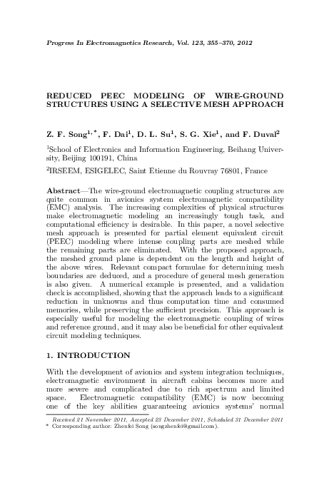 (PDF) Reduced Peec Modeling of Wire-Ground Structures Using a Selective Mesh Approach | Fabrice ...