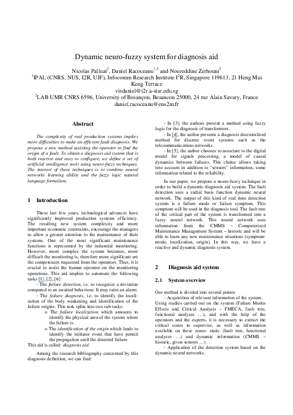 (PDF) Dynamic neuro-fuzzy system for diagnosis aid