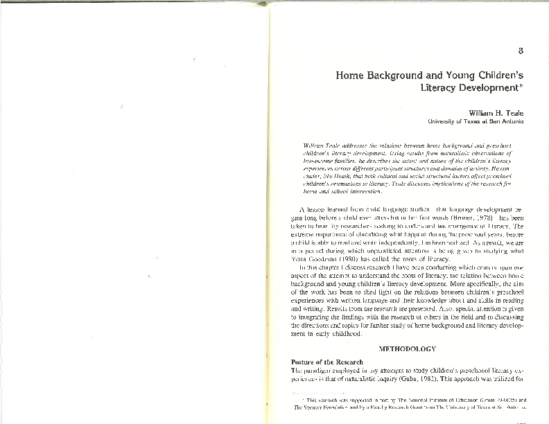 (PDF) Home Background & Young Children's Literacy Development