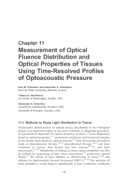 (PDF) Measurement of Optical Fluence Distribution and Optical Properties of Tissues Using Time ...
