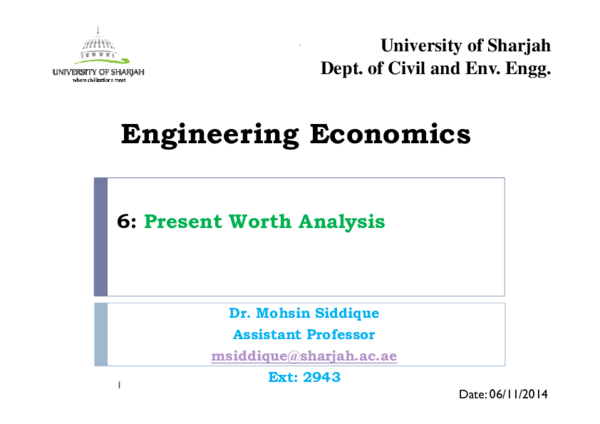 (PDF) Present worth method