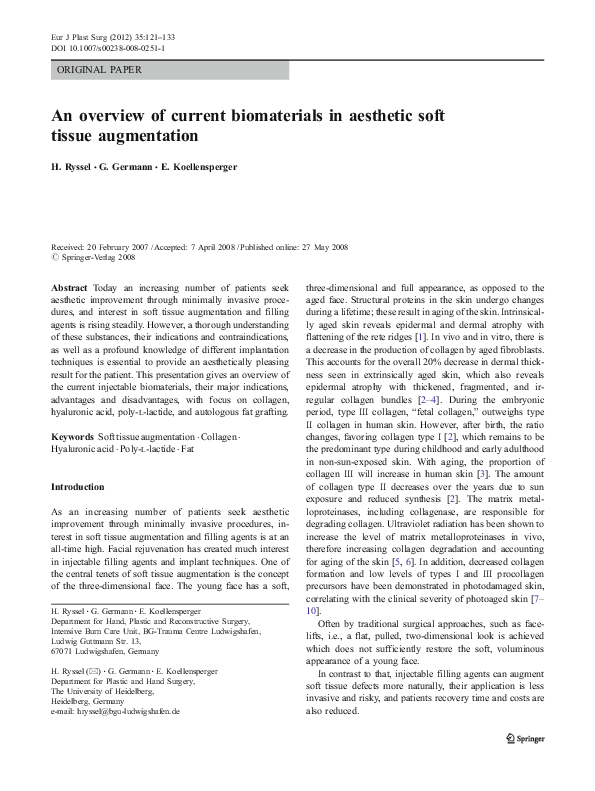 (PDF) An overview of current biomaterials in aesthetic soft tissue ...