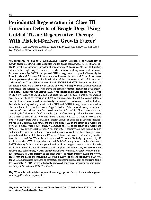 (PDF) Periodontal Regeneration in Class III Furcation Defects of Beagle ...