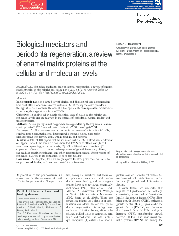 (PDF) Biological mediators and periodontal regeneration: a review of ...