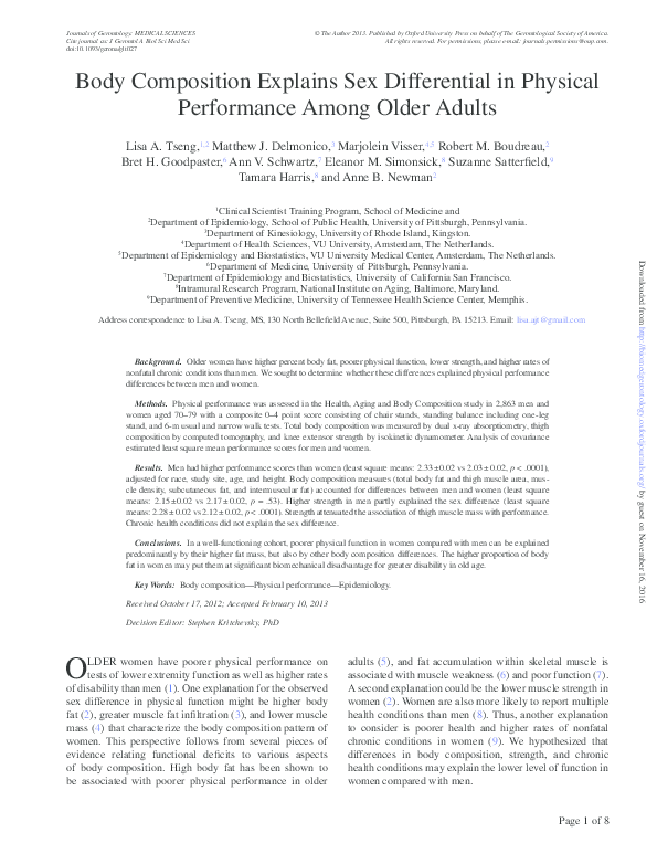 (PDF) Body Composition Explains Sex Differential in Physical ...