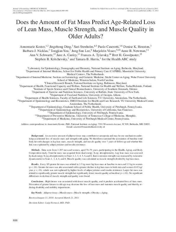 (PDF) Longitudinal study of muscle strength, quality, and adipose ...
