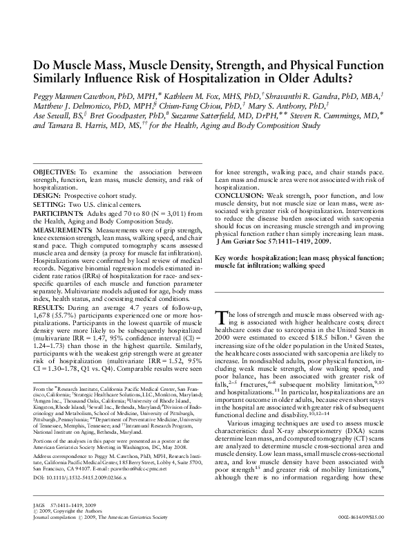 (PDF) Do Muscle Mass, Muscle Density, Strength, and Physical Function ...