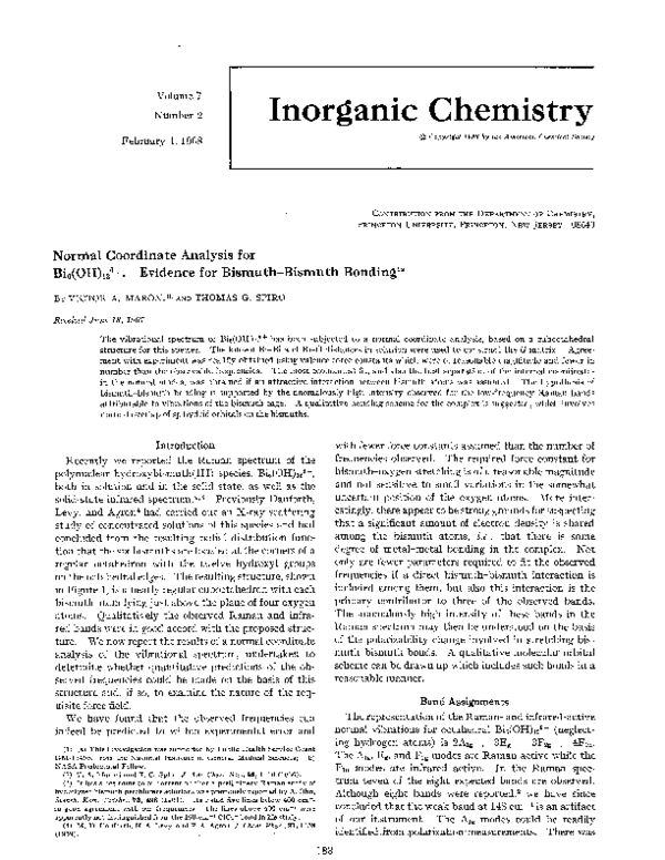 (PDF) Normal coordinate analysis for Bi6(OH)126+. Evidence for bismuth ...
