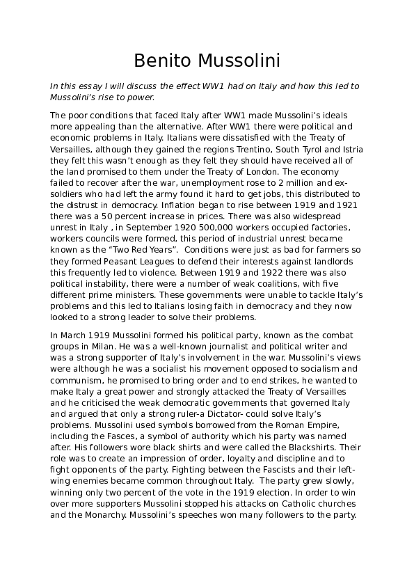 (DOC) Benito Mussolini