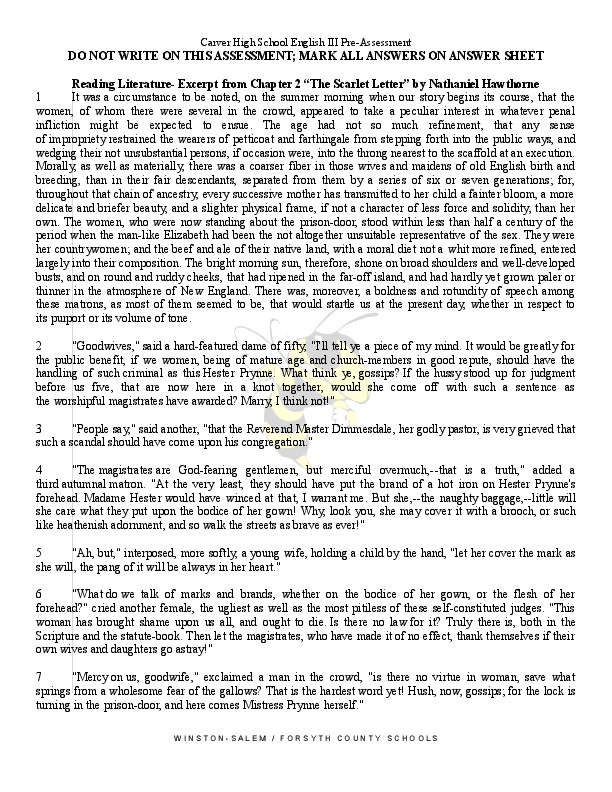 (DOC) DO NOT WRITE ON THIS ASSESSMENT; MARK ALL ANSWERS ON ANSWER SHEET