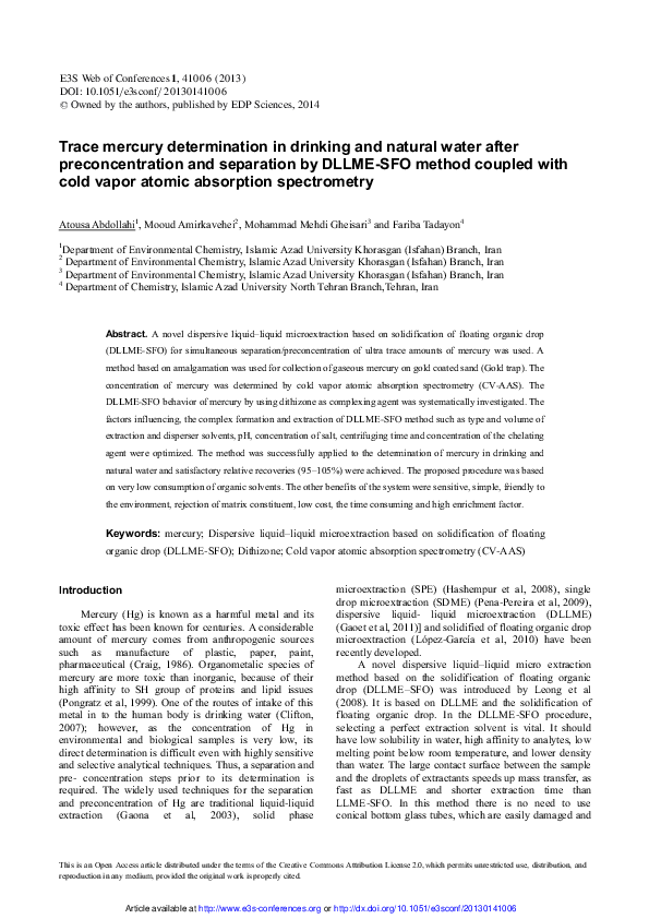 (PDF) Mercury Determination In Petroleum Products by Electrothermal ...