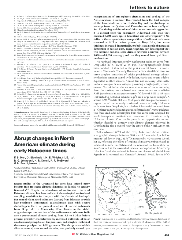 (PDF) Abrupt changes in North American climate during early Holocene times