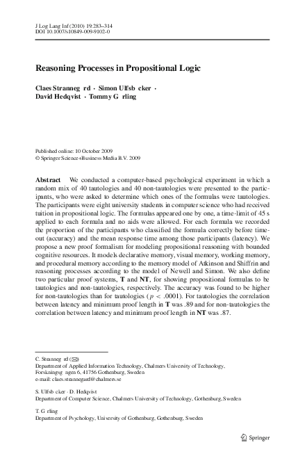 (PDF) Reasoning Processes in Propositional Logic