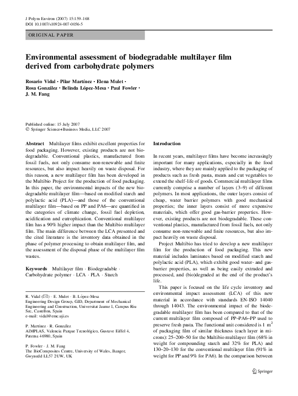(PDF) Environmental assessment of biodegradable multilayer film derived ...