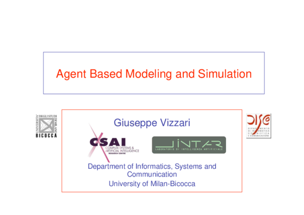 (PDF) Agent-based Modeling and Simulation