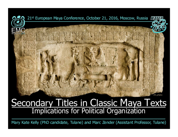 (PDF) Secondary Titles in Classic Maya Texts: Implications for ...