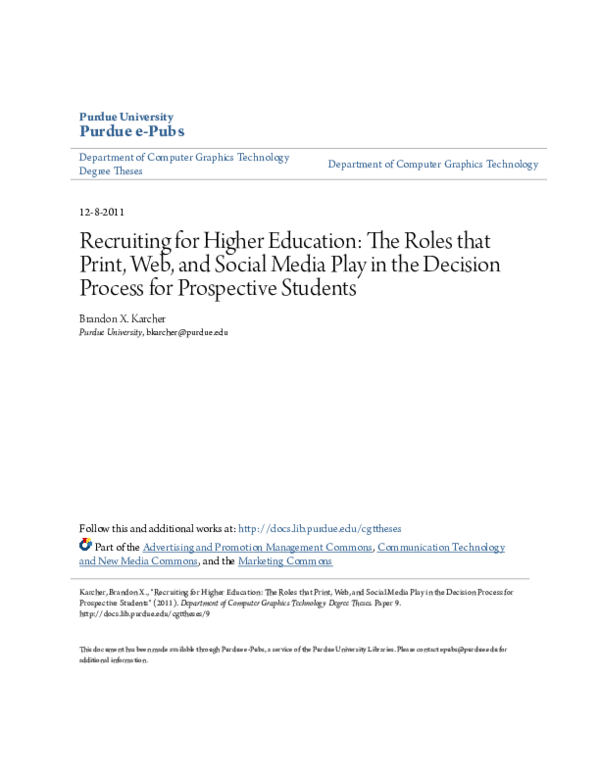 (PDF) Recruiting for Higher Education: The Roles that Print, Web, and ...