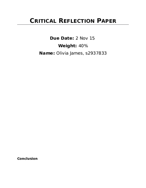 (DOC) Critical Reflection Paper