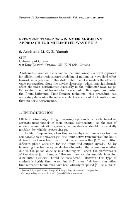 (PDF) Efficient Time-Domain Noise Modeling Approach for Millimeter-Wave Fets
