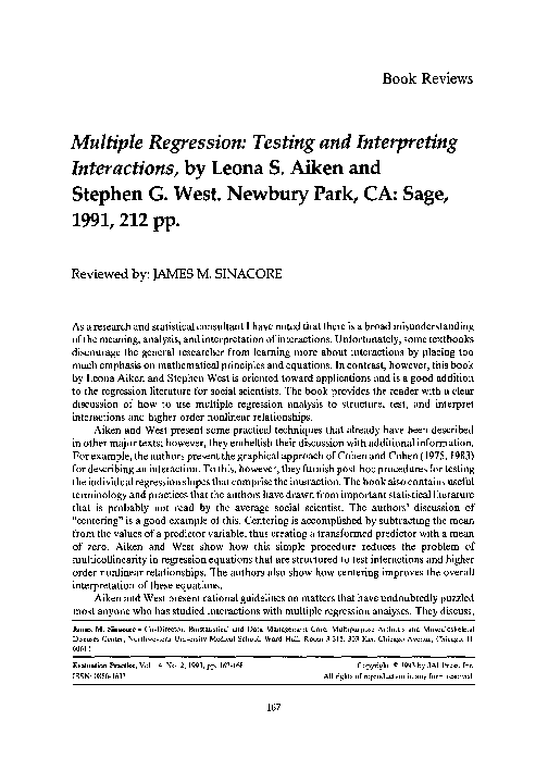Pdf Multiple Regression Testing And Interpreting Interactions 