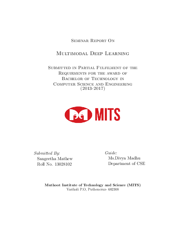 (PDF) Seminar Report On Multimodal Deep Learning
