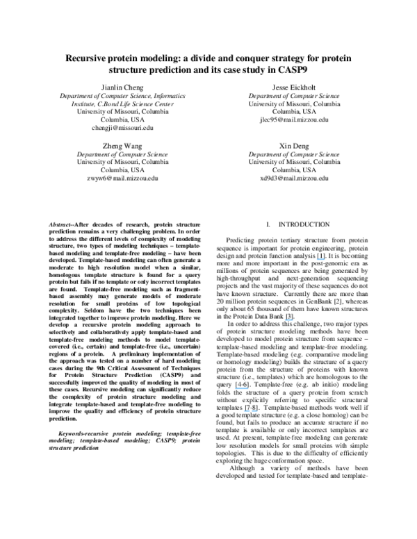 (PDF) Recursive protein modeling: A divide and conquer strategy for protein structure prediction ...