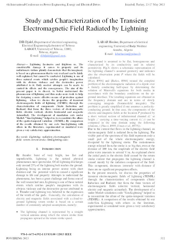 (PDF) Study and characterization of the transient electromagnetic field ...