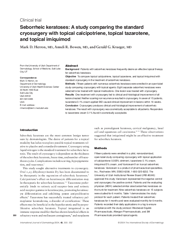 (PDF) Seborrheic keratoses: a study comparing the standard cryosurgery ...
